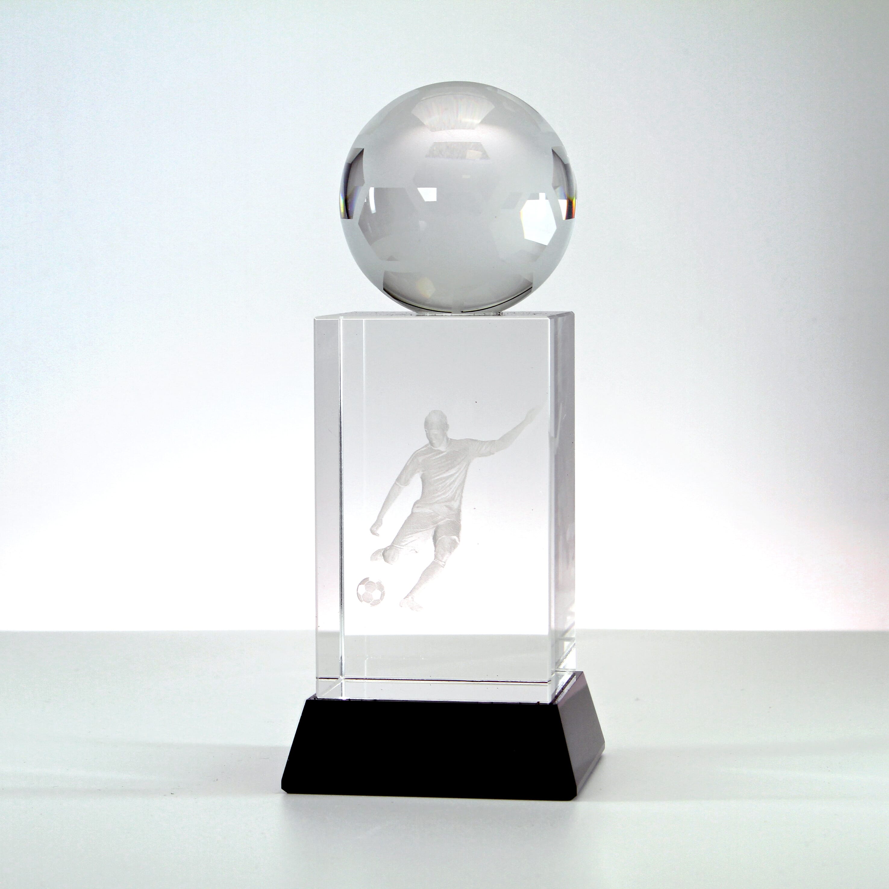 Personalised Sterling Clear Crystal Football Trophy