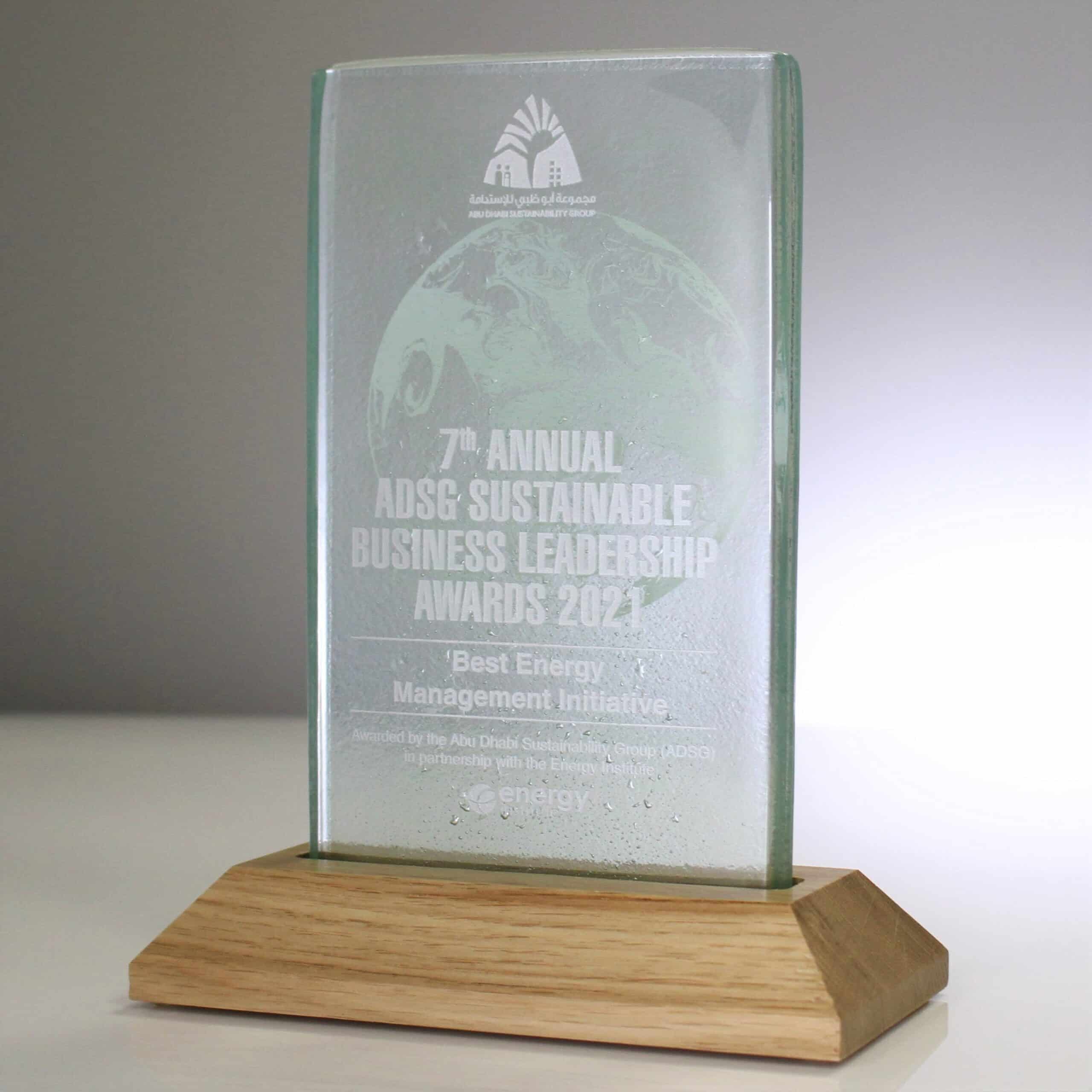 Custom ADSG Sustainable Business Leadership Award Trophy