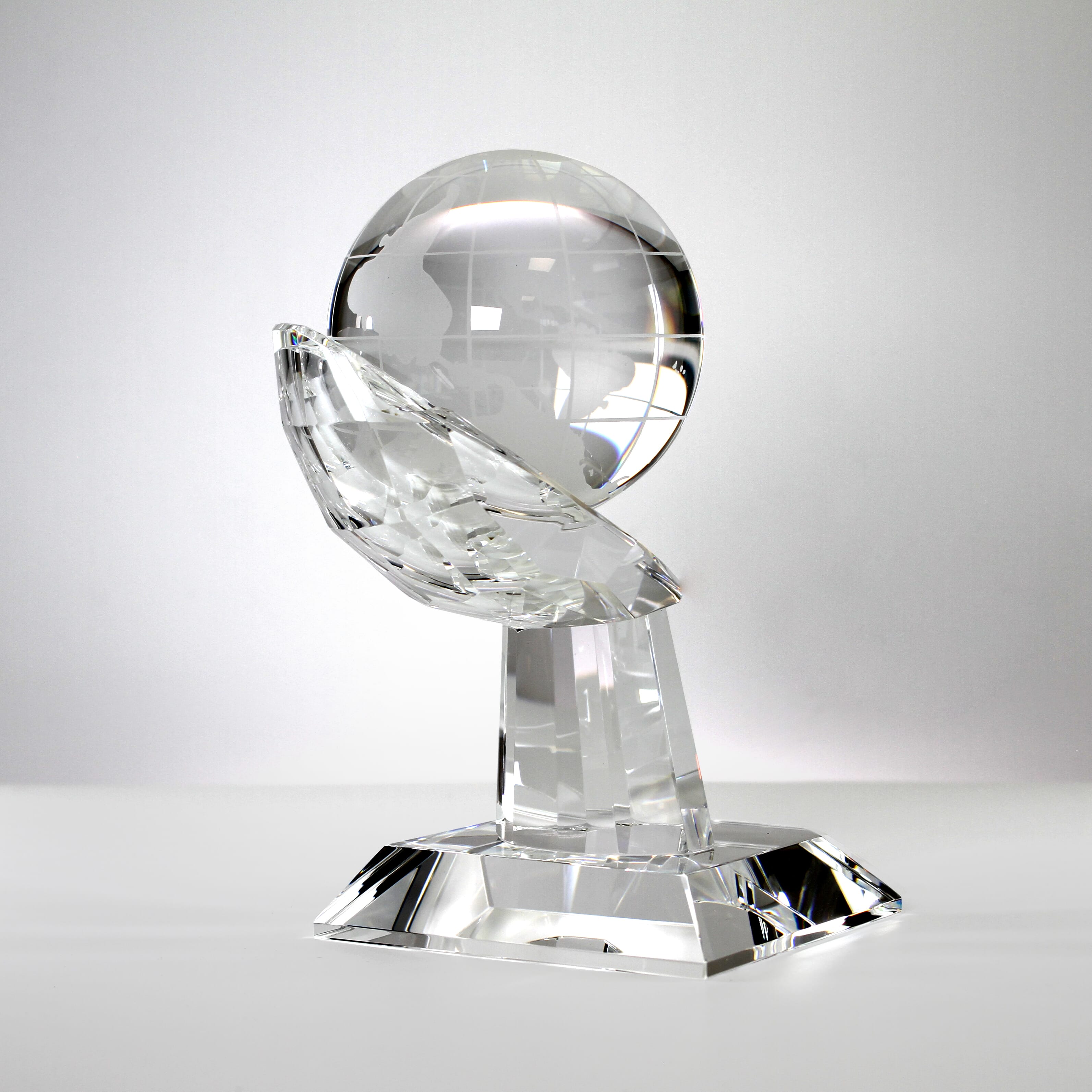 Personalised Ready-Made Globe On Mounted Hand Glass Trophy Trophies ...