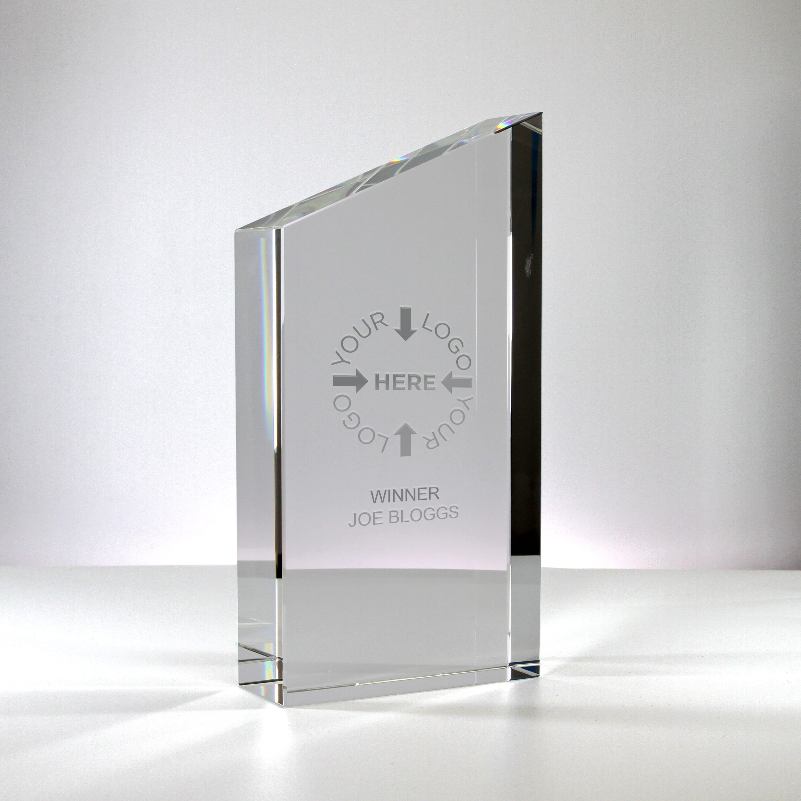 Diagonal Slope Glass Trophy - Custom Trophy