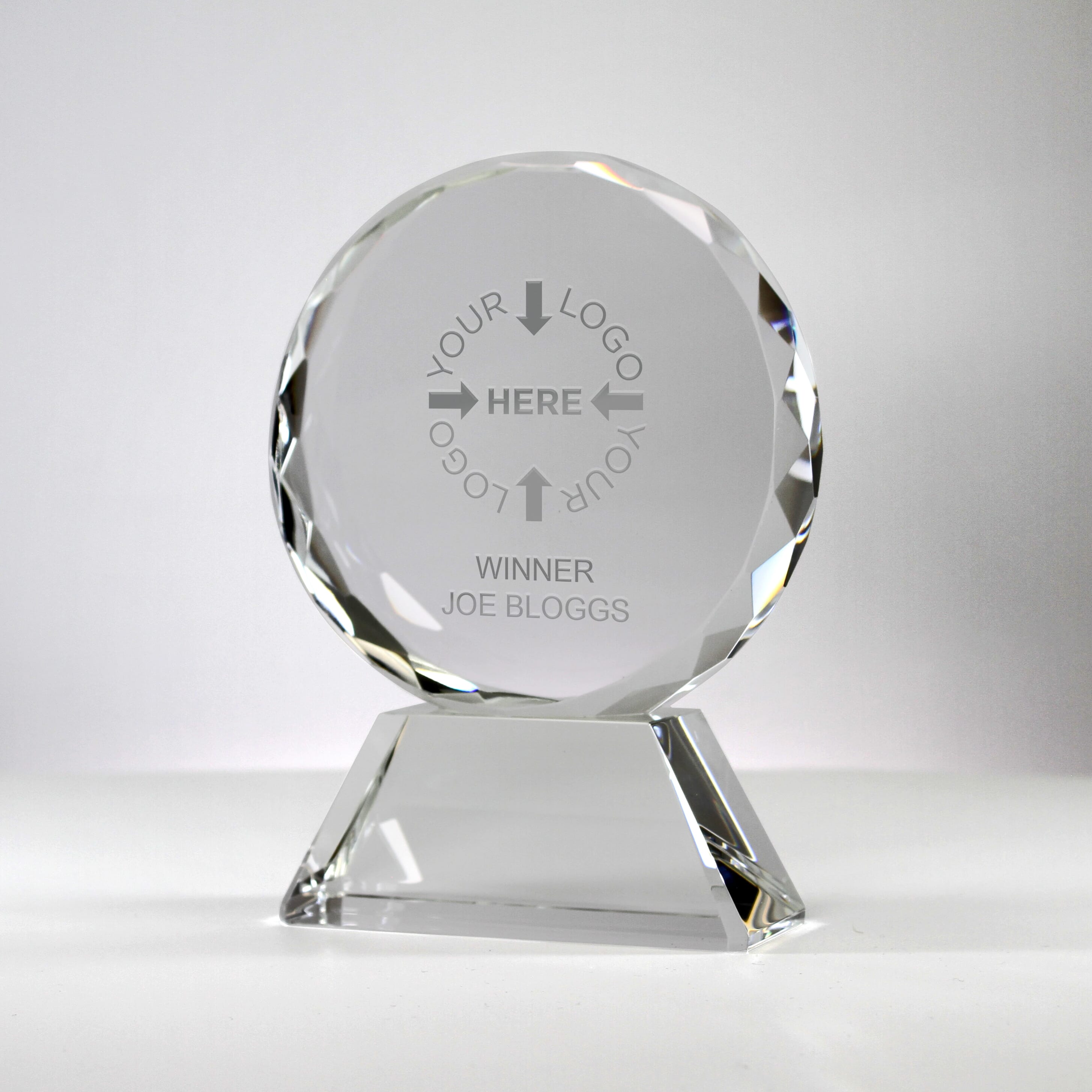 Personalised Mounted Facet Circle Glass Trophy