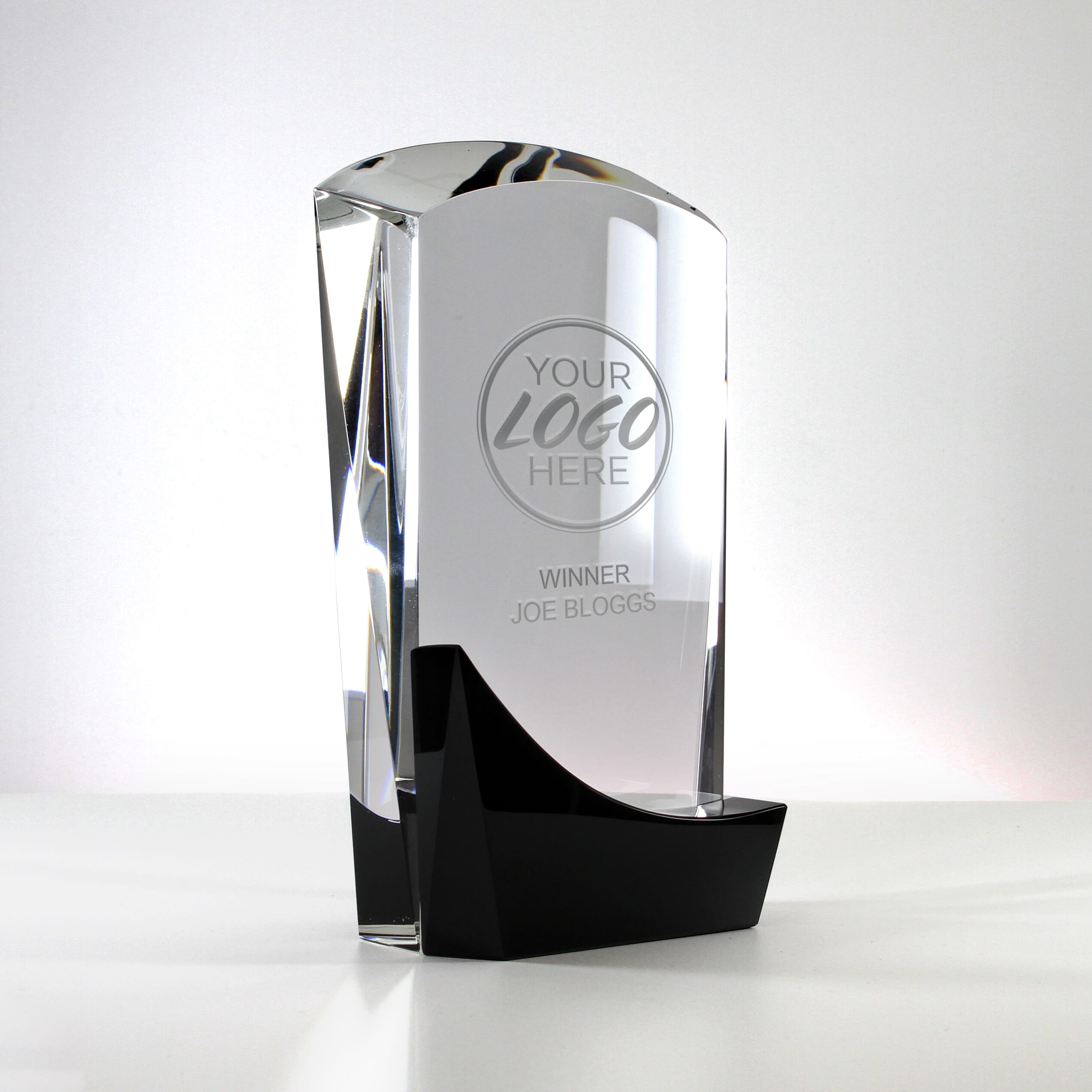 Personalised Glass Arch Trophy Black Base