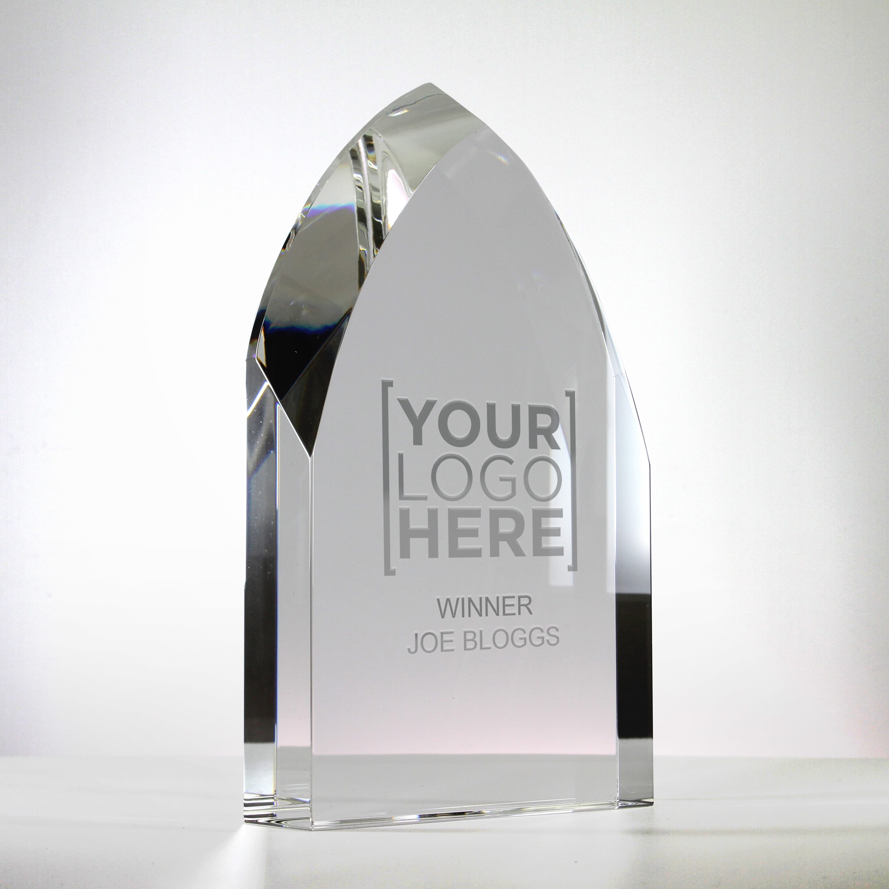 Personalised Pointed Arch Glass Trophy