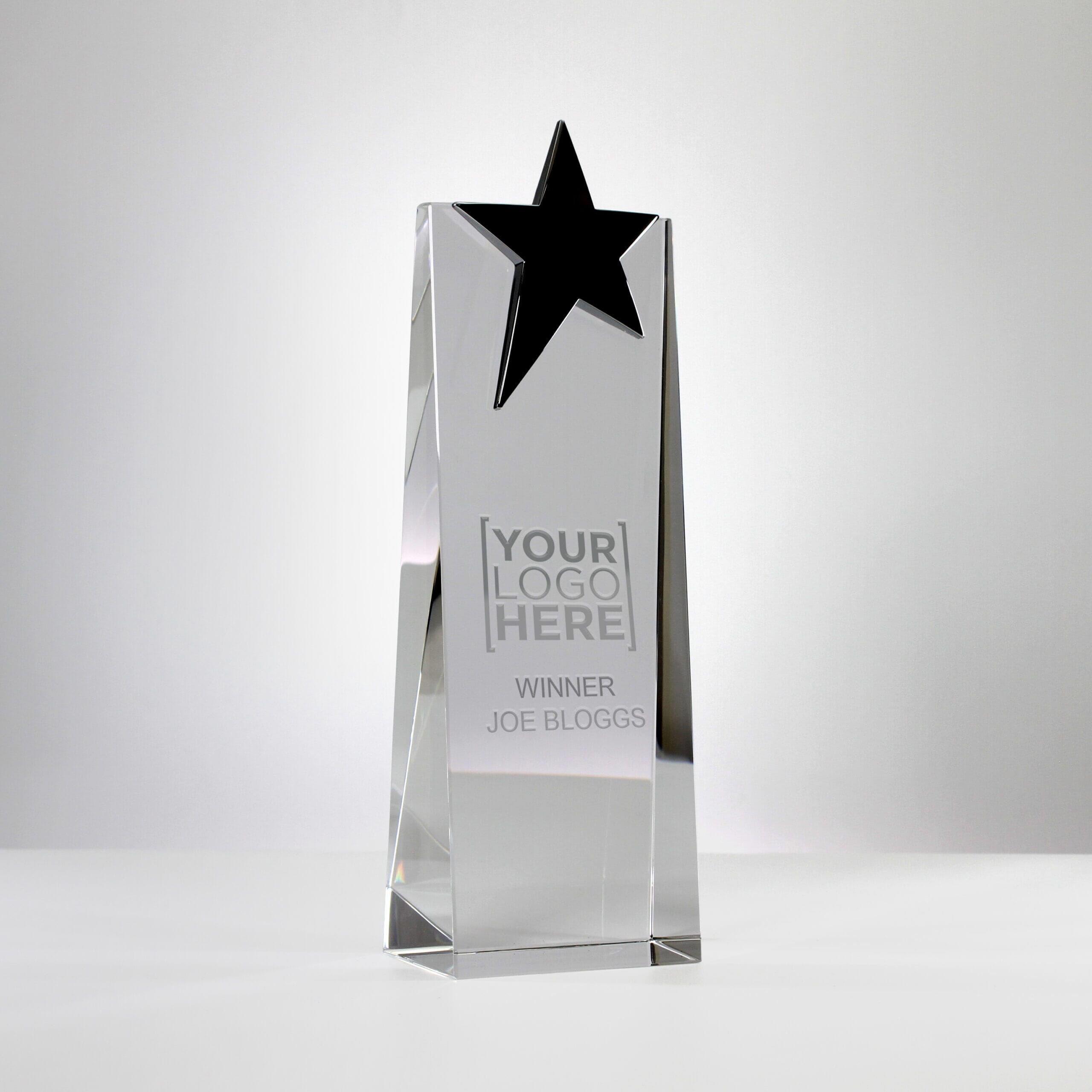 Rectangle Glass Trophy Silver Star - Custom Trophy