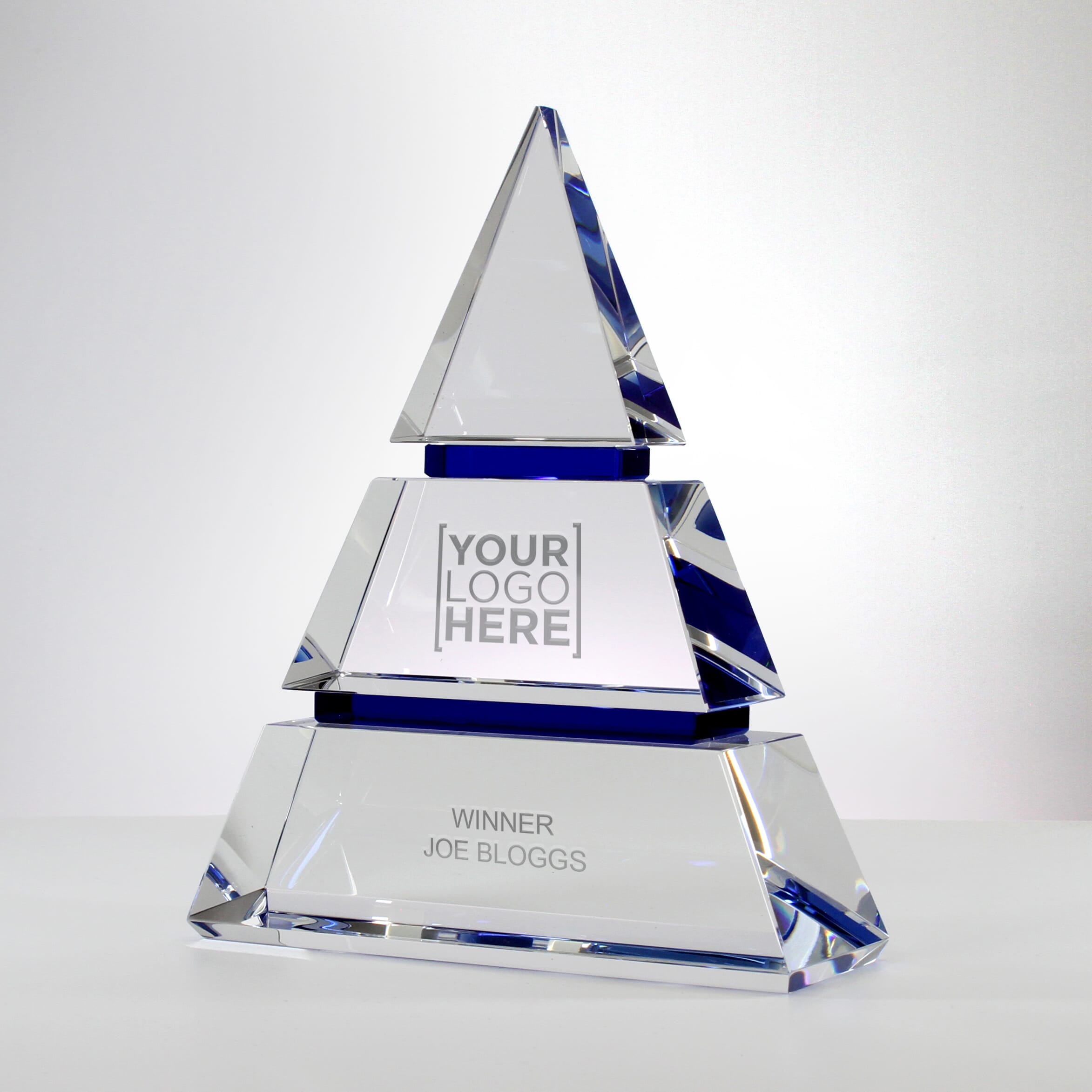 Personalised Luxor Blue Glass Trophy
