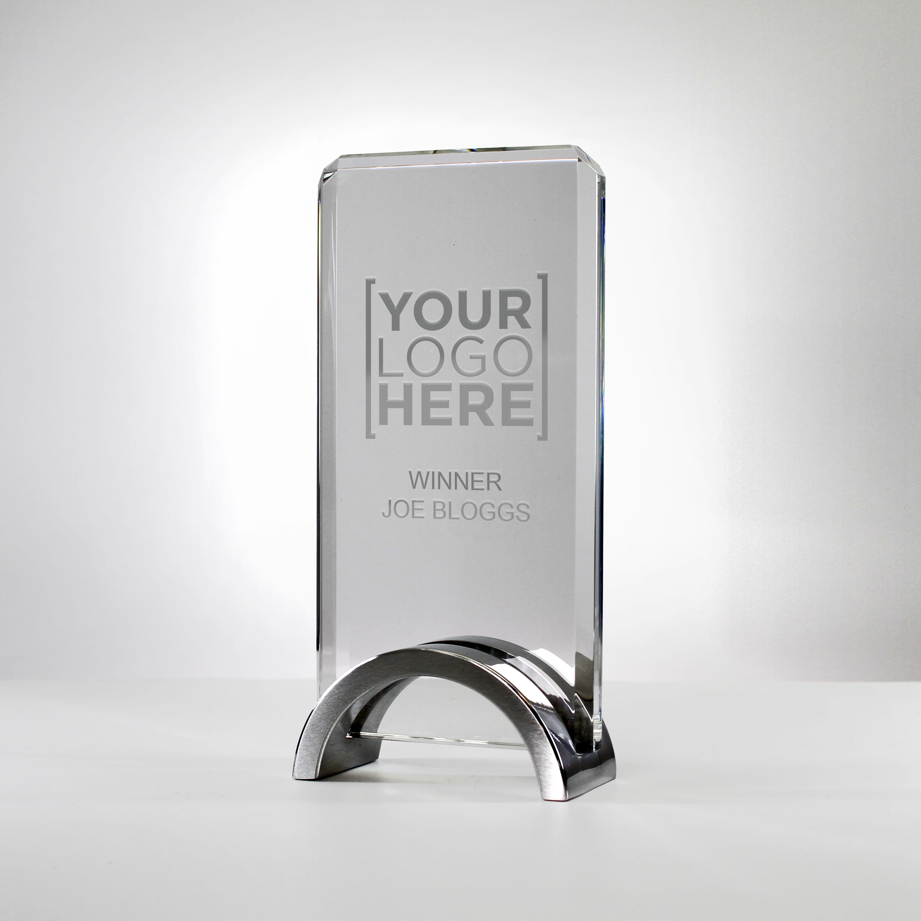 Rectangle Glass Trophy Aluminium Base - Custom Trophy